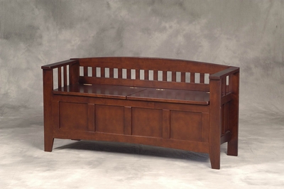 Warm Walnut Storage Bench Short Split Seat - 85001WALZ-01-KD-U - Linon ...