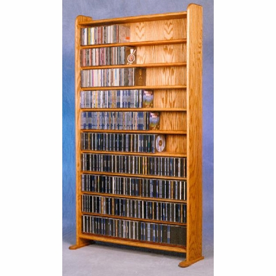 Wood Shed Solid Oak 10 Shelf CD Cabinet - 1002-3 - Wood Shed Media Storage