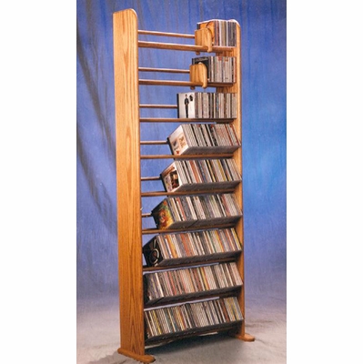 Wood Shed Solid Oak 9 Row Dowel CD Rack - 901 - Wood Shed Media Storage