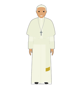 Cartoon Pope in White Cardboard Cutout
