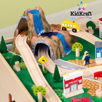KidKraft Train Table Mountain Train Set, KidKraft Wooden Train Table