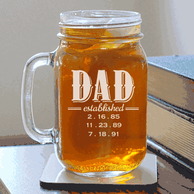 Personalized Established Dad Mason Jars