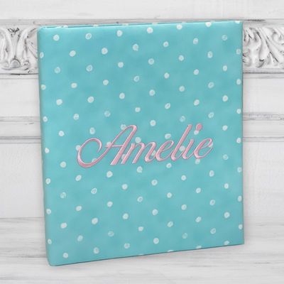 Personalized Baby Memory Book in Cotton Darling Dots