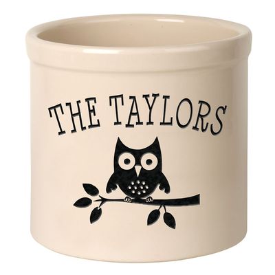 Personalized Owl 2 Gallon Stoneware Crock