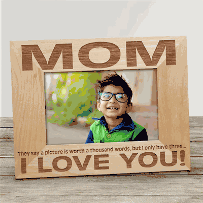 Personalized Wooden Mom Picture Frame...Three Little Words