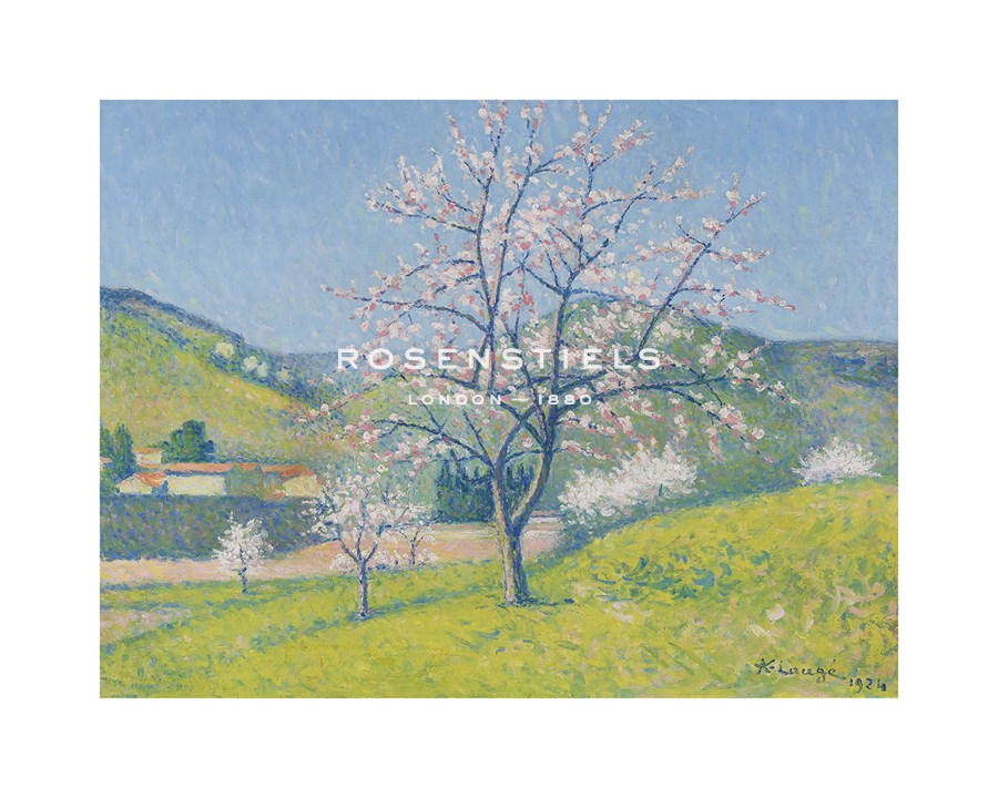 Achille Lauge Hand Numbered Limited Edition Print on Paper :"Arbres en Fleur a Alet-les-Bains ...