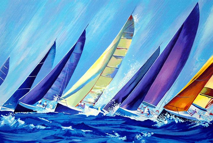 Alex Pauker Artist Signed Limited Edition Serigraph: "Veleros" - Alex ...