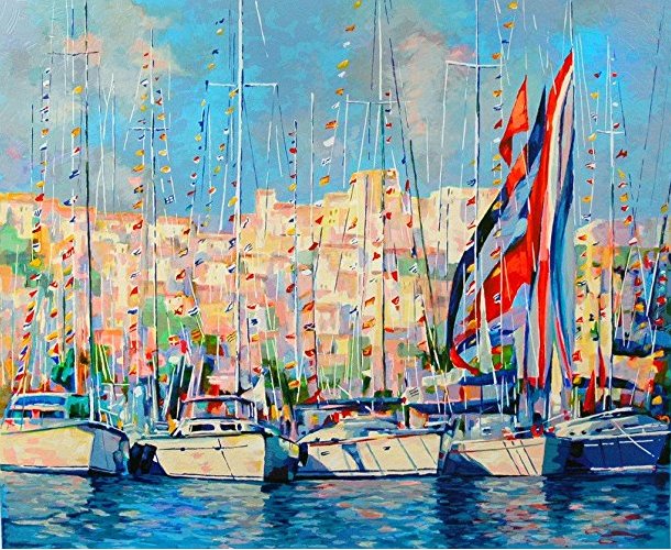 Alex Pauker Artist Signed Limited Edition Serigraph:"Regatta Parade ...
