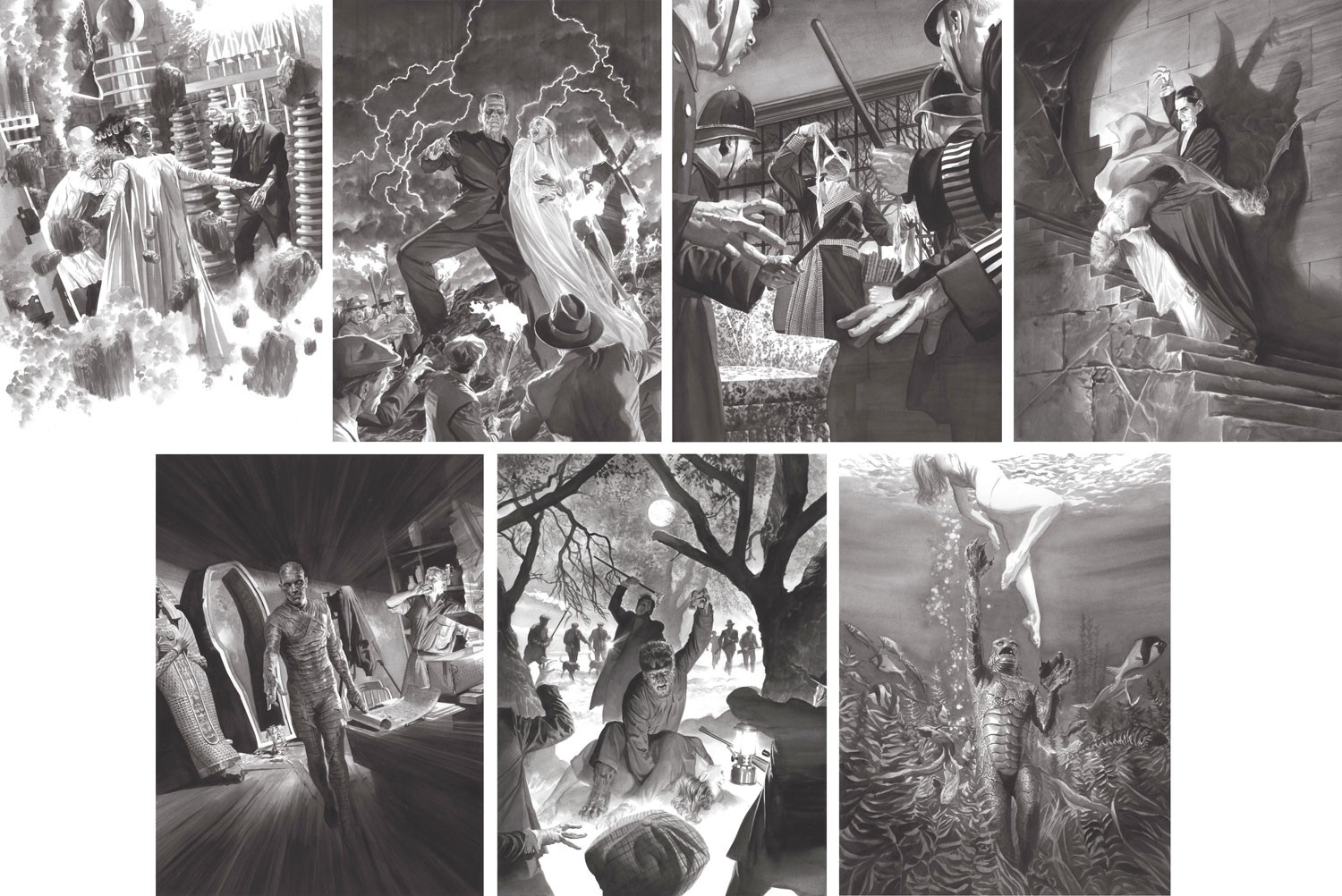 Alex Ross Signed Limited Edition Canvas Giclees: "Universal Monsters ...
