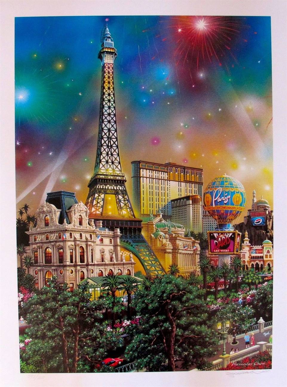 Alexander Chen Hand Signed Limited Edition Lithograph:"Paris Las Vegas" - Alexander Chen