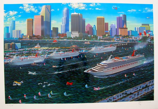 Alexander Chen Hand Signed Limited Edition Serigraph:"Miami Cruising" - Alexander Chen
