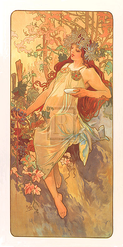 Alphonse Mucha Hand Numbered Limited Edition Print on Paper :"Autumn ...