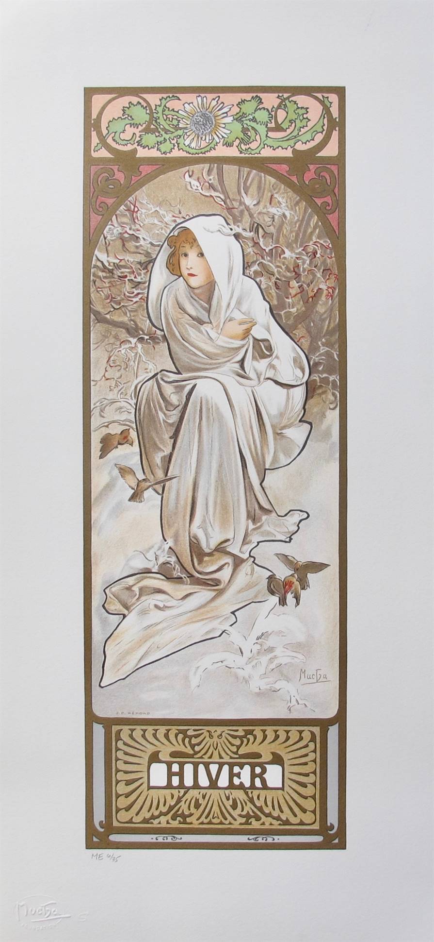 Alphonse Mucha Signed Limited Edition Lithograph:"Hiver Seasons Winter ...