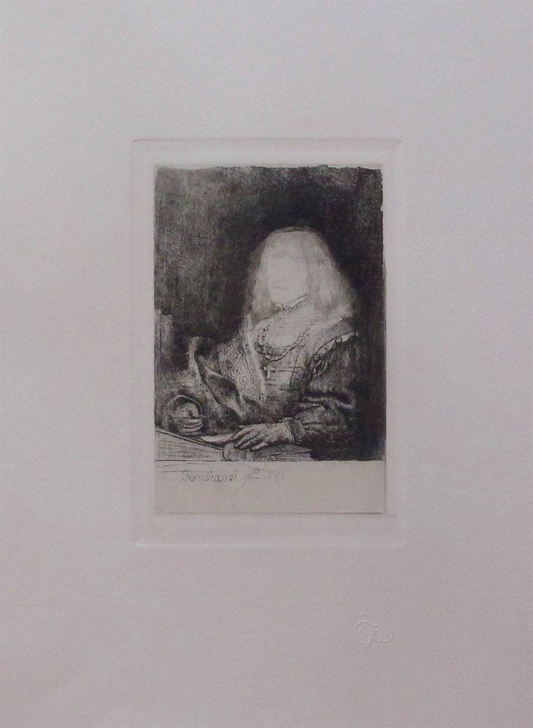 Amand Durand Plate Signed Etching:"Rembrandt Man At A Desk Wearing A ...