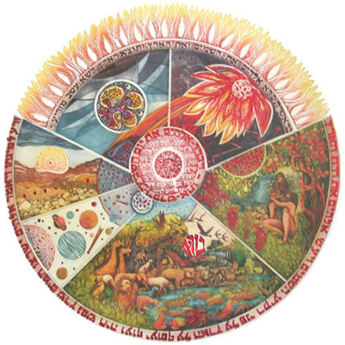 Amram Ebgi Limited Edition Hand Colored Etching: "Six Days Creation ...