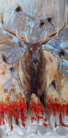 Amy Lay 50 x 25 Open Edition Giclee on Canvas:"The Stag and the Steller ...