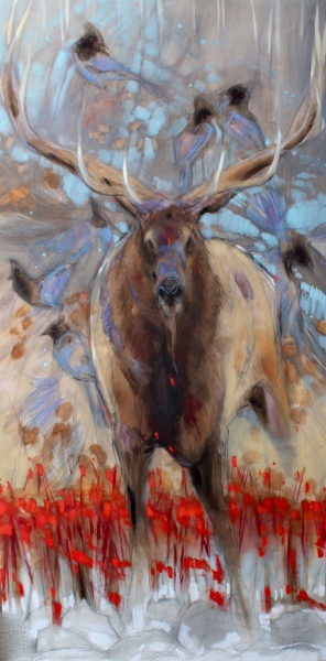 Amy Lay 50 x 25 Open Edition Giclee on Canvas:"The Stag and the Steller ...