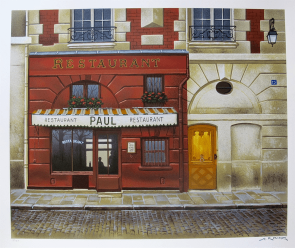 Andre Renoux Hand Signed Limited Edition Serigraph:"Restaurant De Paul ...