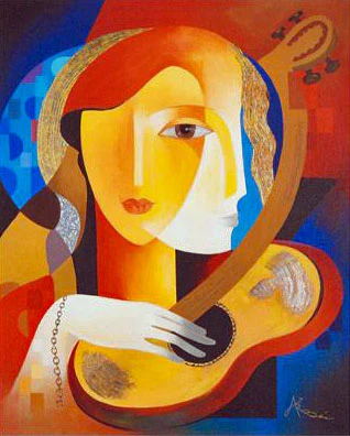 Arbe (Ara Berberyan) Limited Edition Giclée on Canvas: "Guitar Melody ...