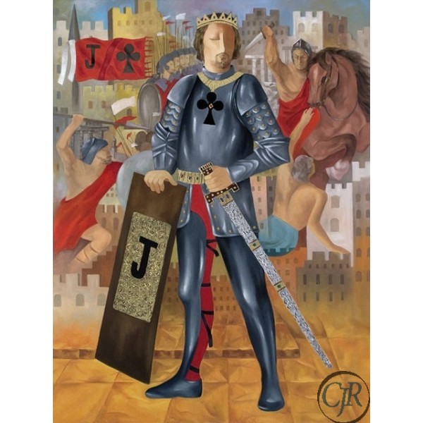 Arbe Giclee on Canvas; Hand Signed and Numbered: "Jack of Clubs" - Arbe