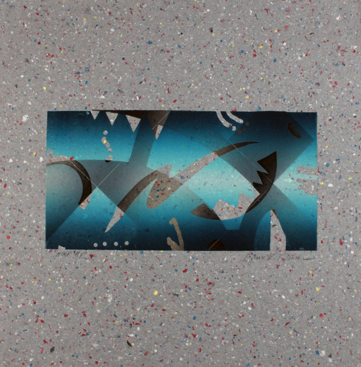 Artist Unknown Rare Vintage Artist Signed Monoprint: "HMP Untitled #4 ...