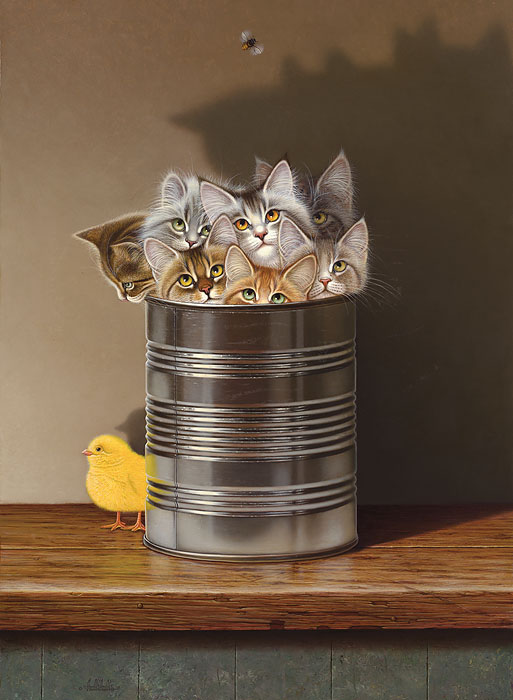 Braldt Bralds Open Edition Fine Art Canvas Giclée:"Cats in a Can" - Pets
