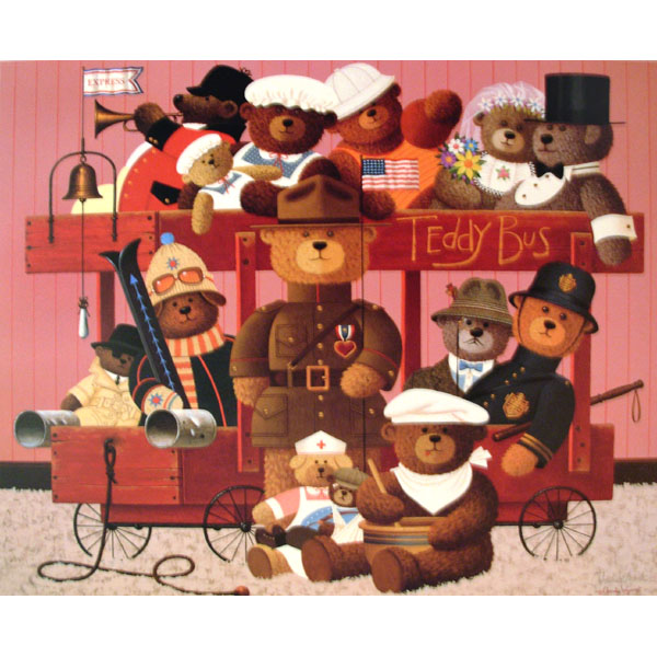 CHARLES WYSOCKI 17X20 Secondary Market Art: "TEDDY BEAR EXPRESS SO ...