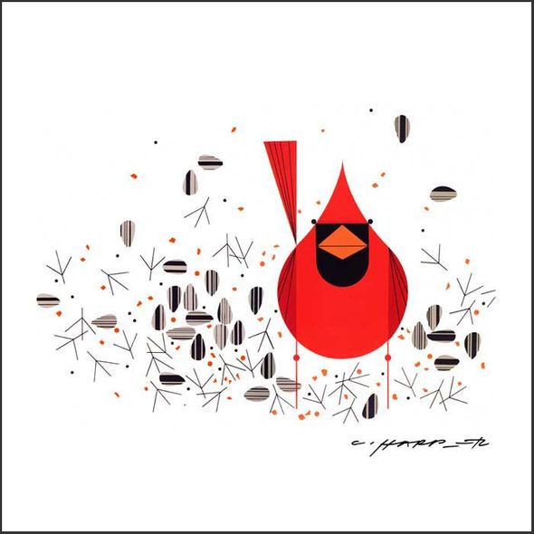 Charley Harper Oversized Gallery Wraped Canvas Giclee Mural:"Cardinal ...