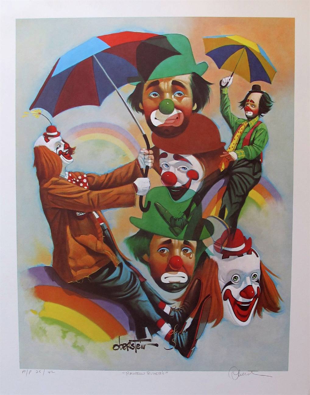 Chuck Oberstein Limited Edition Hand Signed Lithograph:"Rainbow Riders ...