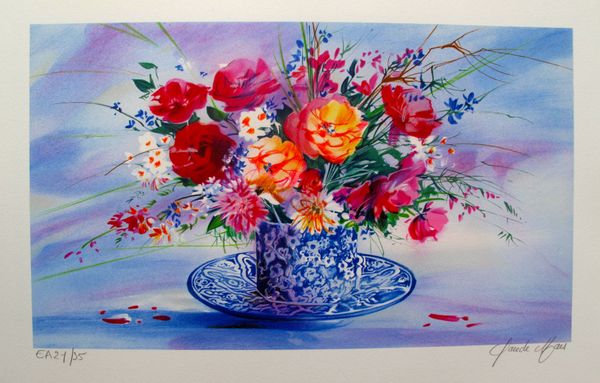 Claude Mars Hand Signed Limited Edition Lithograph:"Spring Bouquet I ...