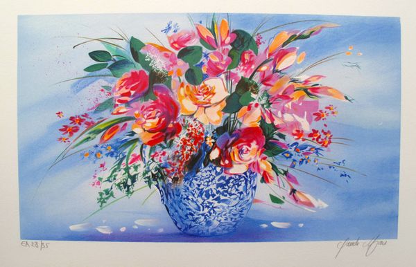 Claude Mars Hand Signed Limited Edition Lithograph:"Spring Bouquet II ...