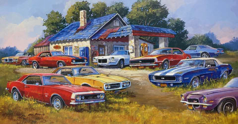 Dale Klee Print-Signed and Numbered:"Cameros and Kin Classic Car S/N ...