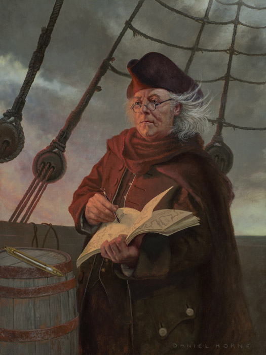 Daniel Horne Open Edition Giclee on Canvas:"Ben Franklin Mapping the ...