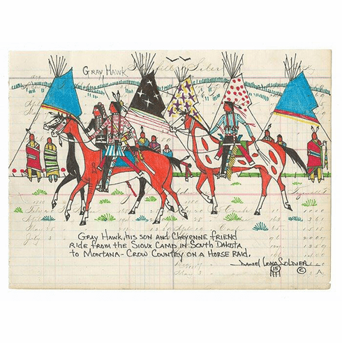 Daniel Long Soldier Hand Signed and Numbered Fine Art Giclée:"Gray Hawk ...