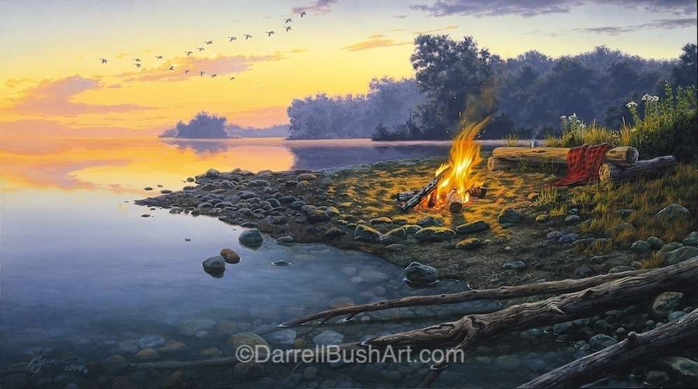 Darrell Bush Hand Signed and Numbered Limited Edition Giclee:"Fireside ...