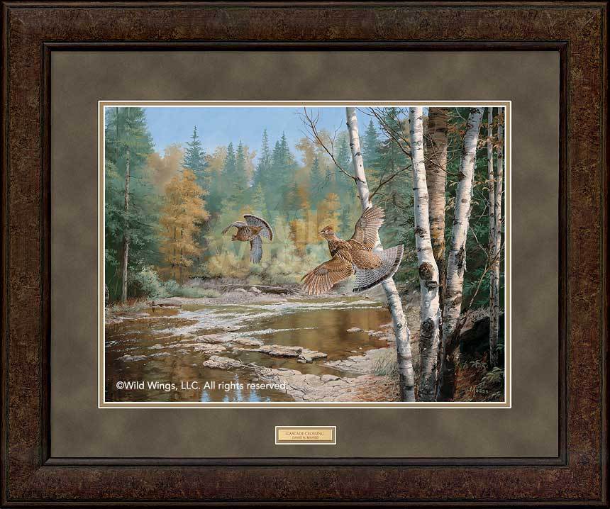 David Maass Deluxe Framed Open Edition:"Cascade Crossing-Ruffed Grouse ...