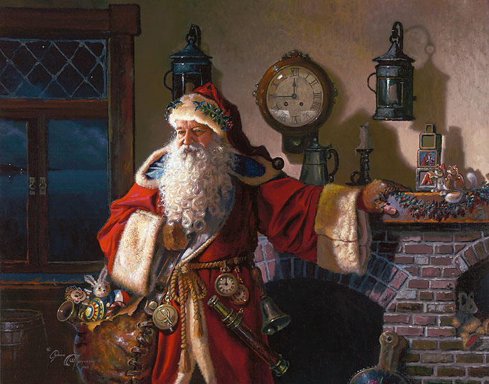 Dean Morrissey Open Edition Canvas Giclée:"Father Christmas" - Holiday