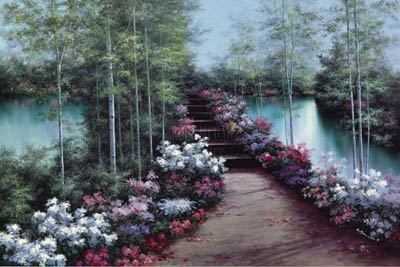 Diane Romanello Limited Edition Giclee on Canvas: " Bridge of Flowers ...