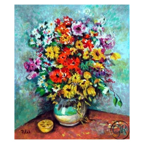 Dimitri Polak Serigraph on Paper; Hand Signed and Numbered: "Flowers on ...