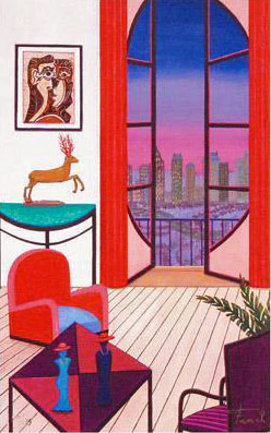 Fanch Ledan Limited Edition Giclée on Canvas: "Balcony over Manhattan ...