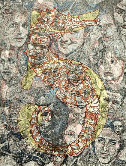 Guillaume Azoulay Limited Edition Hand Colored Etching on Paper: "Five ...