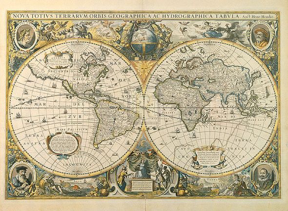 Henricus Hondius Hand Numbered Limited Edition Print on Paper :"Nova Totius Terrarum Orbis ...