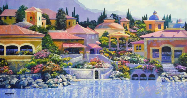 Howard Behrens Limited Edition Giclée on Canvas: "Villas of Italy ...