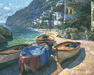 Howard Behrens Limited Edition Serigraph on Paper: "Capri Boats ...