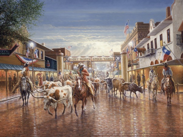 Jack Terry 24 x 32 Open Edition Signed Giclee on Canvas:"Cowtown ...