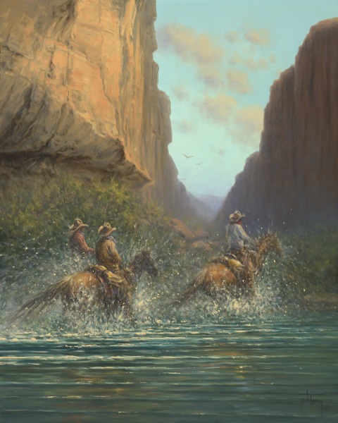 Jack Terry 30 x 24 Open Edition Signed Giclee on Canvas:"Race to the Other Side" - Jack Terry
