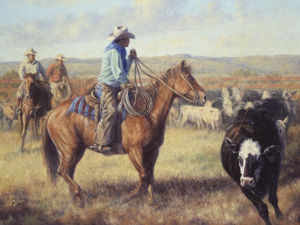 Jack Terry 30 x 40 Open Edition Signed Giclee on Canvas:"The Cow Horse ...