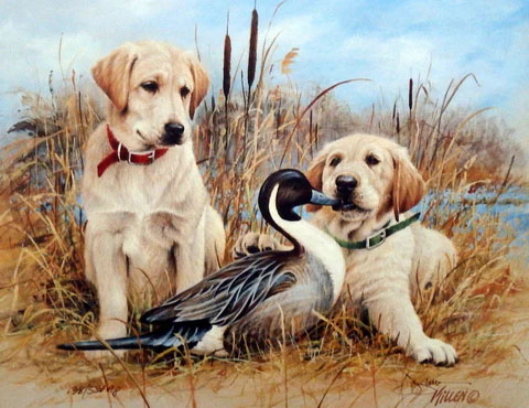 James Killen Print-Signed and Numbered:"Great Beginnings Yellow Lab ...