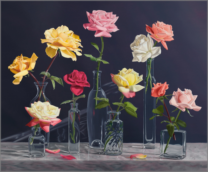 Jane Jones Artist Hand Signed Oversize Canvas Giclee:"Late Summer Roses ...