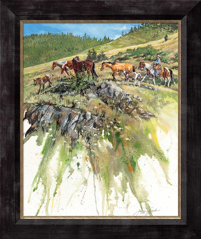 Janene Grende Framed Limited Edition Canvas: "A Fine Day-Horses ...